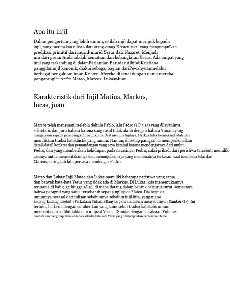 Pengertian dan Karakteristik Injil | PDF