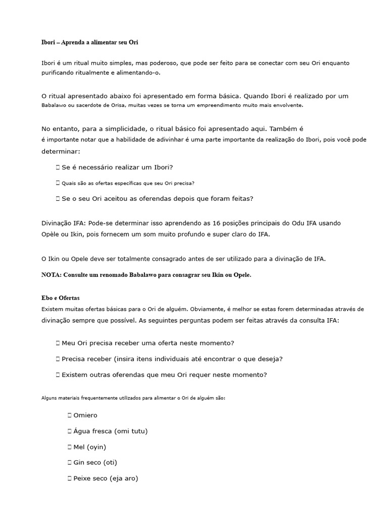 Ritual Ibori: Alimentando seu Ori | PDF | Roupas