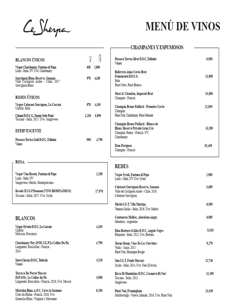El Menú de Vinos Le Sherpa | PDF | champán | Vitis