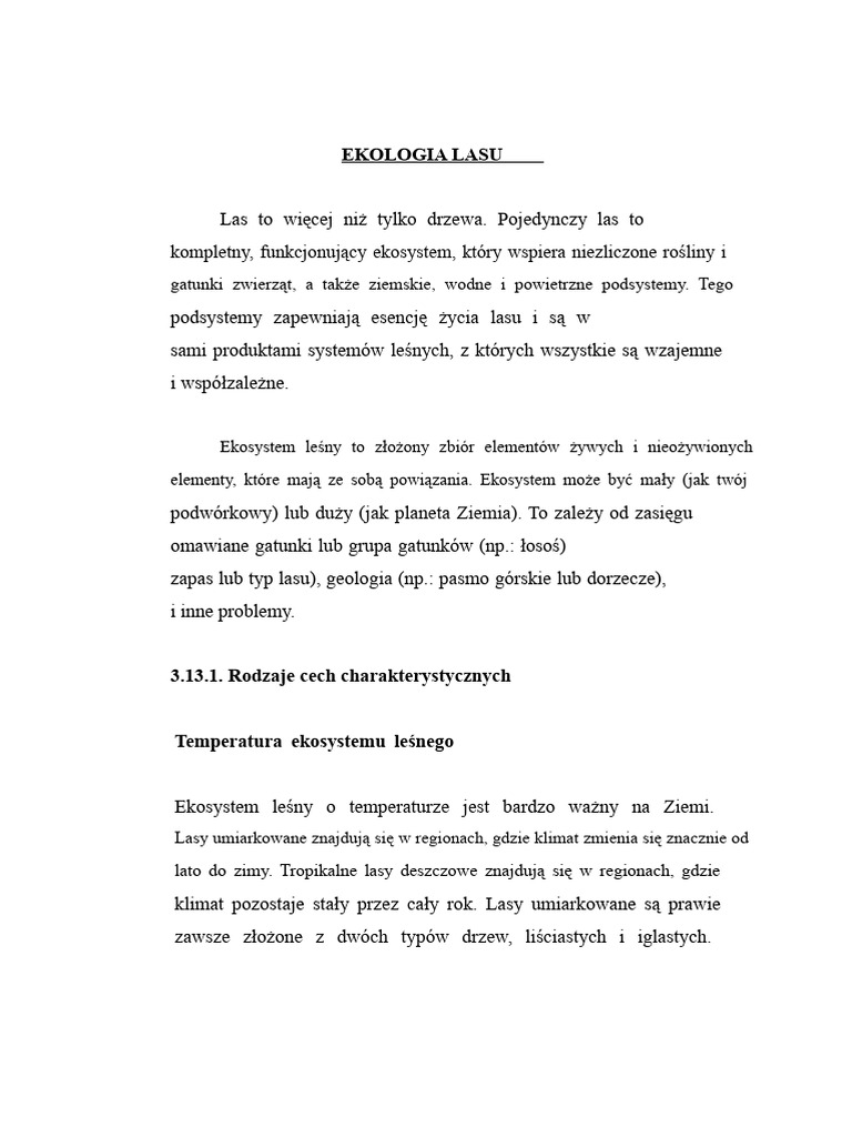 Ekosystem Leśny | PDF
