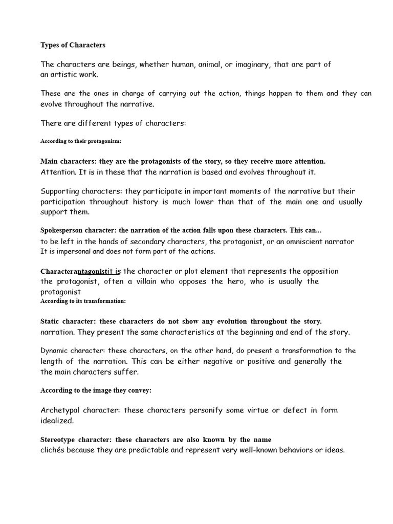 Types of Theater Characters Explained | PDF | Play (Theatre) | Comedy