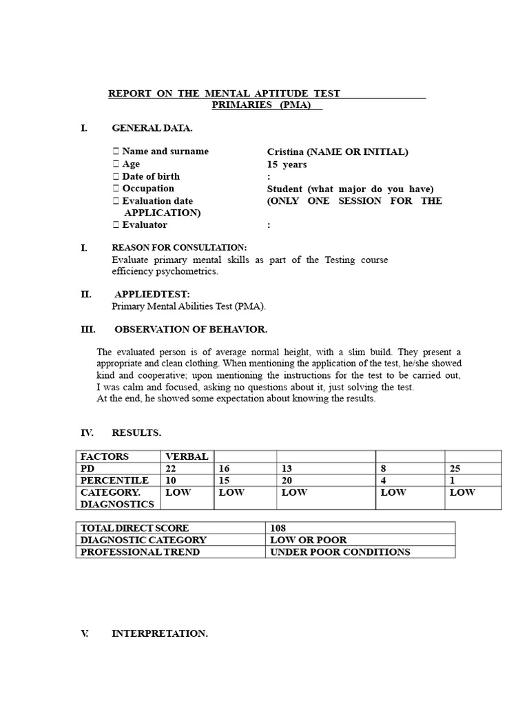 Mental Aptitude Test Report Summary | PDF | Percentile | Learning