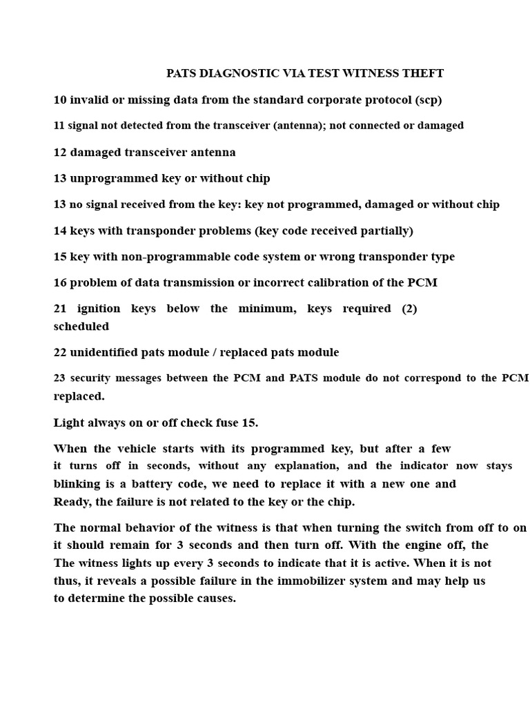 PATS System Signal Issues and Diagnostics | PDF