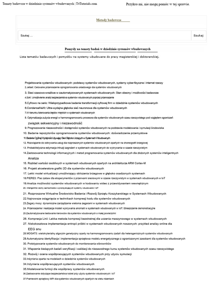 Tematy Badań W Dziedzinie Systemów Wbudowanych - T4Tutorials | PDF