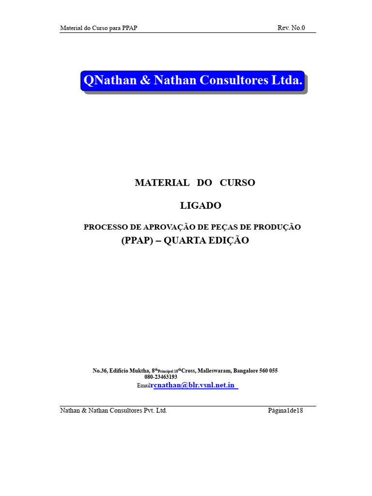 PPAP - 4ª Edição - Material do curso | PDF | Engenharia | Esboço