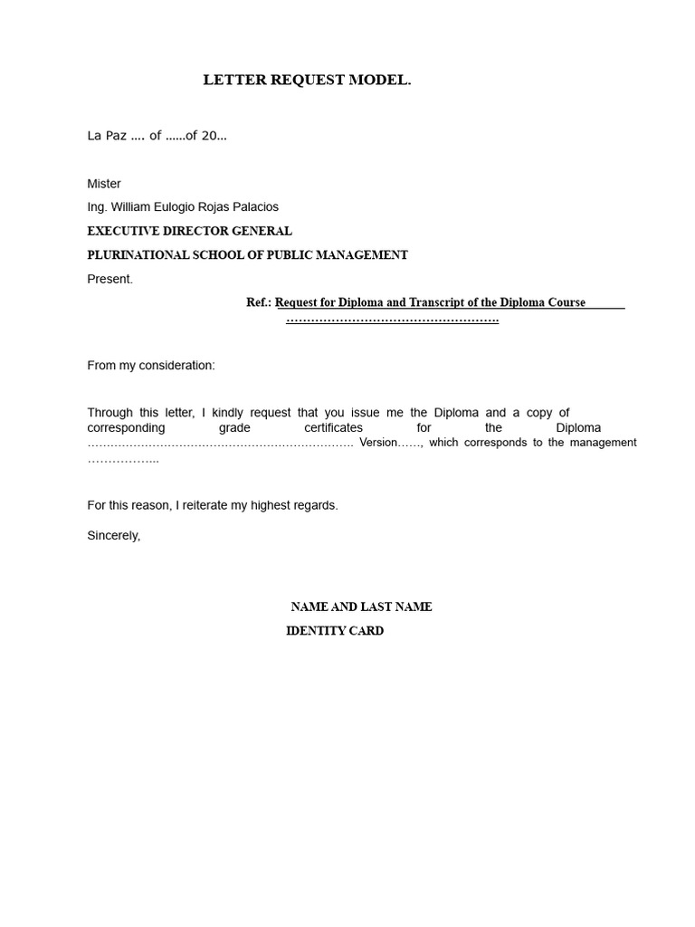 Diploma and Transcript Request Letter | PDF
