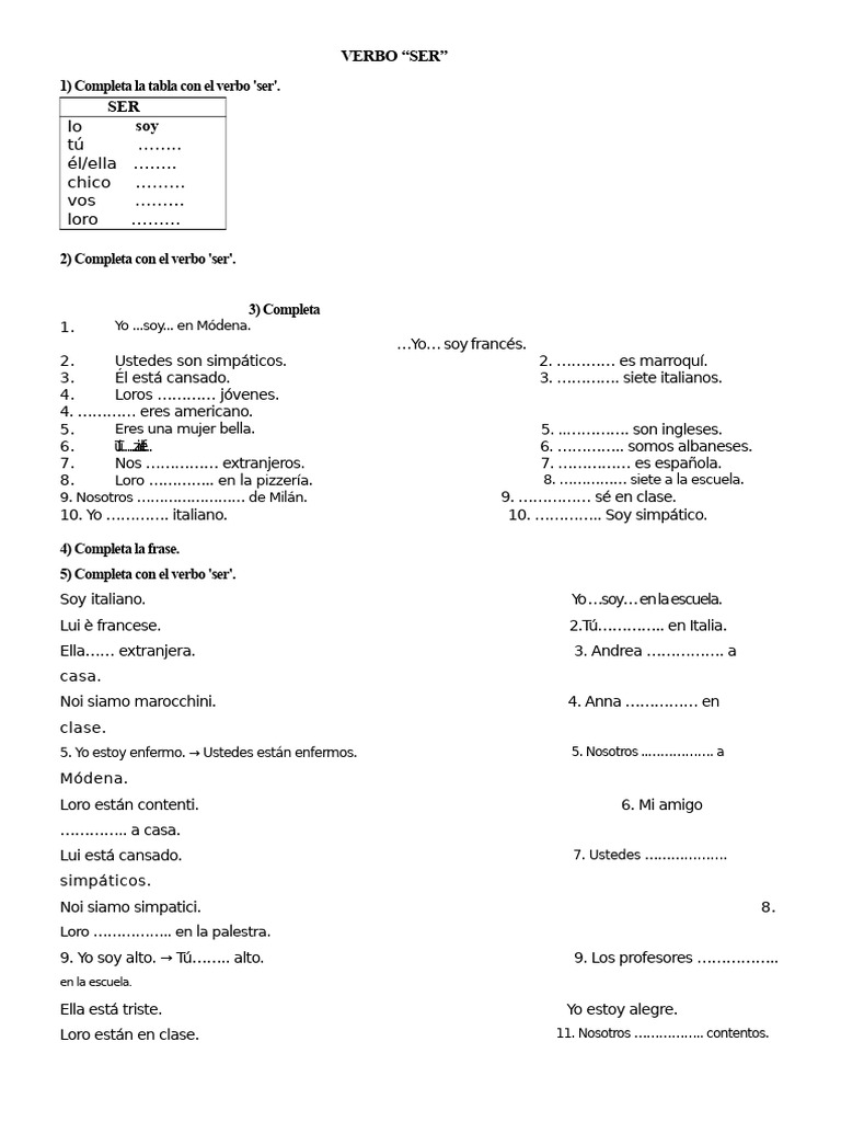 GRAMÁTICA Verbos Ser y Tener Nivel A1 | PDF | Verbo | Gramática