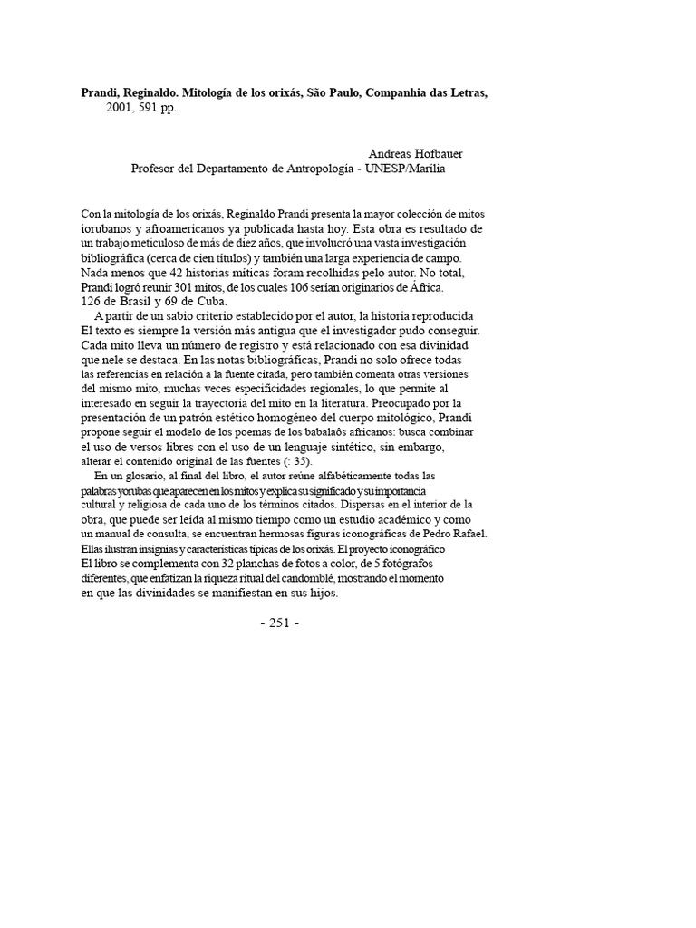 Reginaldo Prandi - Mitología de Los Orixás | PDF | Moralidad