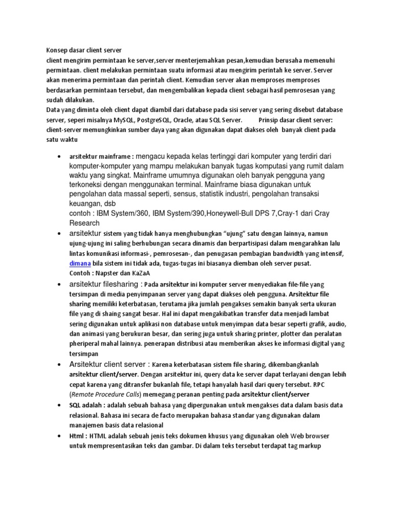 Konsep Dasar Client Server | PDF | Komputer