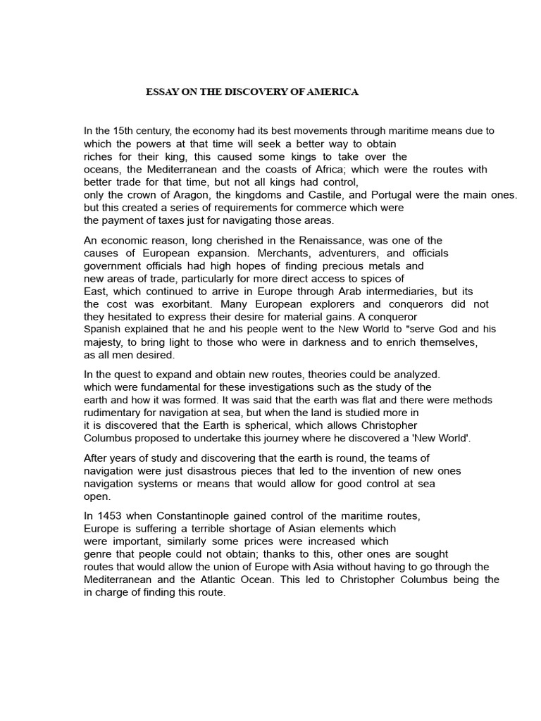 Discovery of America - Essay Draft | PDF | Age Of Discovery | Voyages ...
