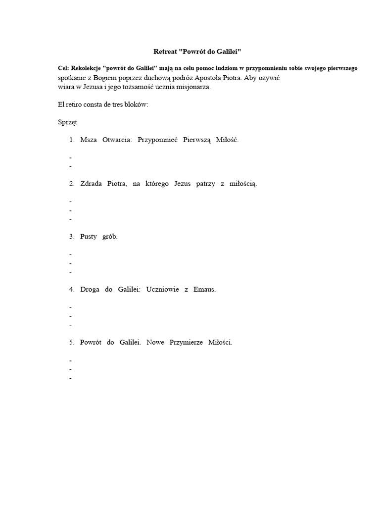 Foldera Wycofanie Powrót Do Galilei (Połączone) | PDF