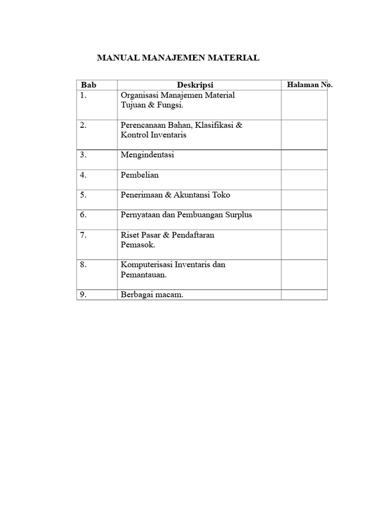 Manual Manajemen Material | PDF