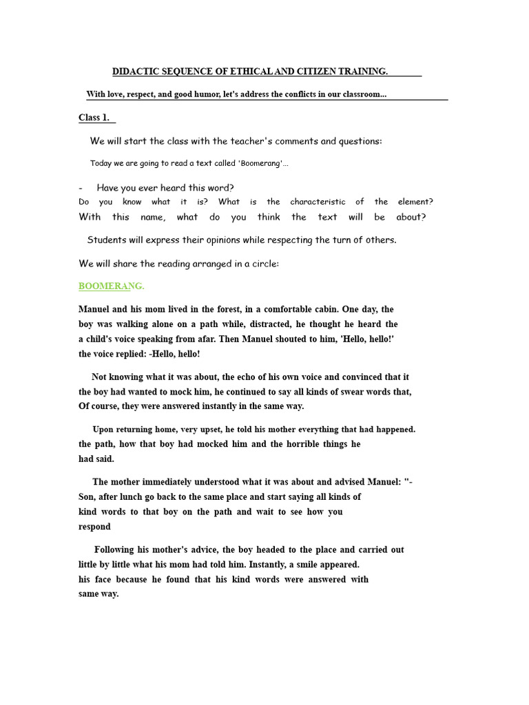 Didactic Sequence of Ethical and Citizen Training | PDF