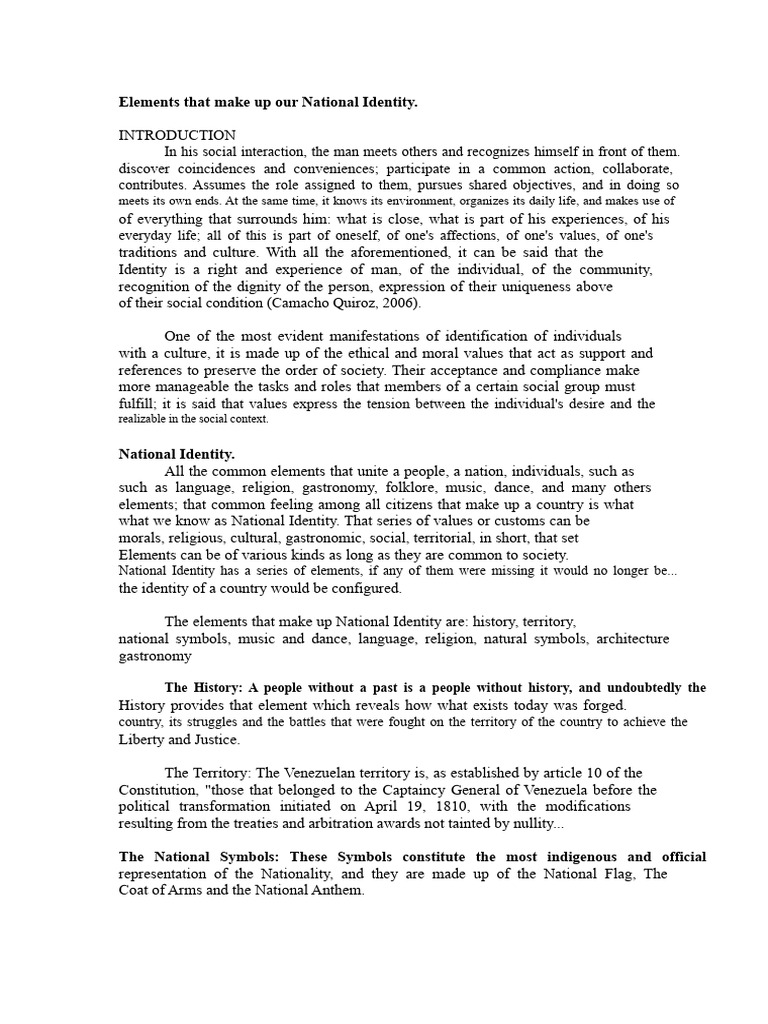 Key Elements of National Identity | PDF | Venezuela