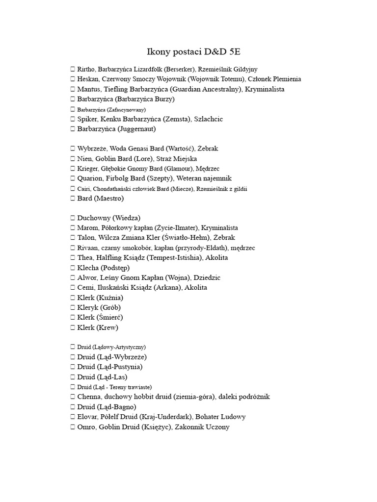 D&D 5e Ikony | PDF