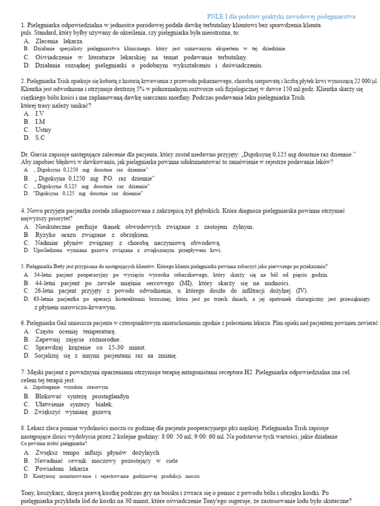 Przykładowe Pytania PNLE | PDF