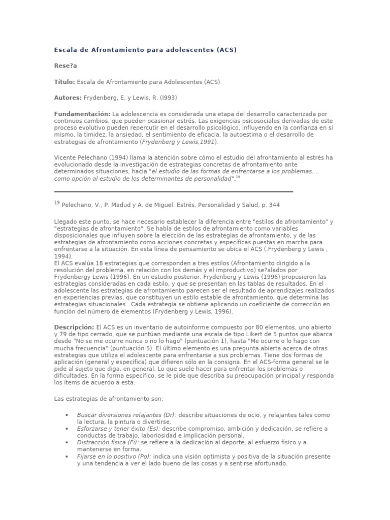 Escala de Afrontamiento para Adolescentes.-intERPRETACIONdocx | PDF ...