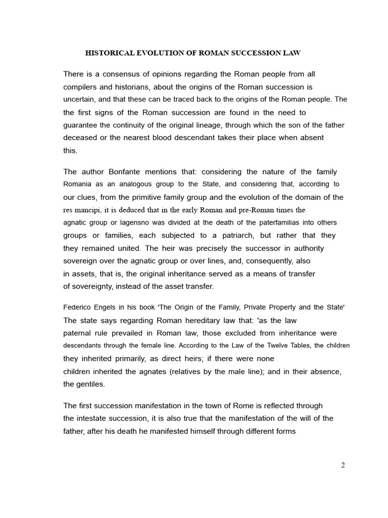 Evolution of Roman Succession Law | PDF | Will And Testament | Inheritance