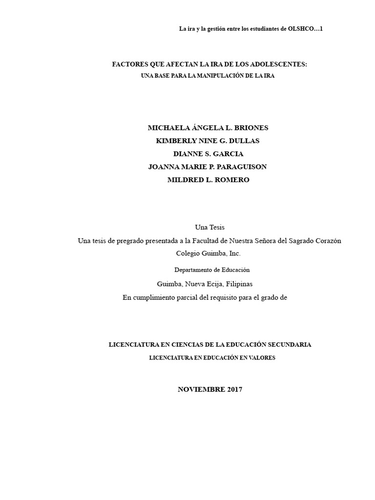 Gestión de la Ira en Estudiantes OLSHCO | PDF | Ira | Las emociones
