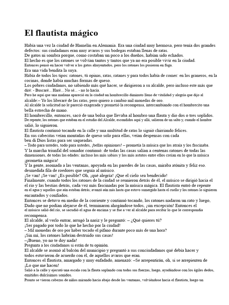 El flautista de Hamelín y su magia | PDF | Flauta