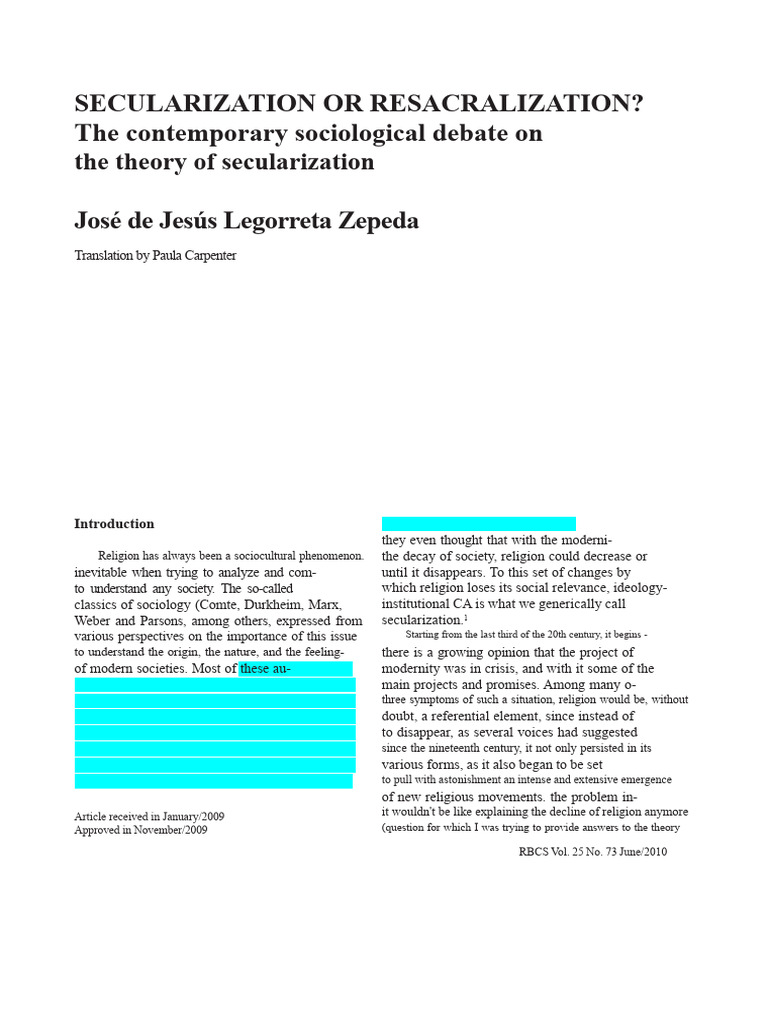Secularization and Resacralization | PDF | Sociology | Modernity
