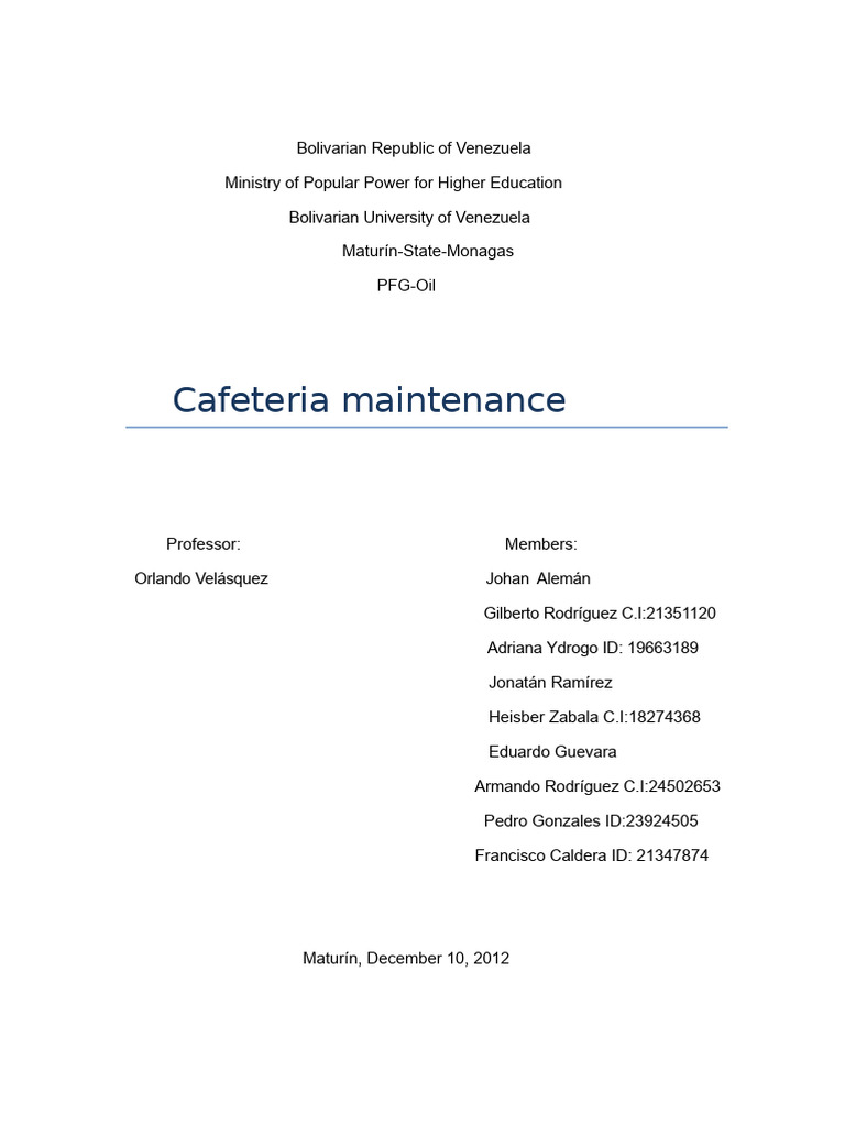 Maintenance in The Dining Room | PDF | Cooking