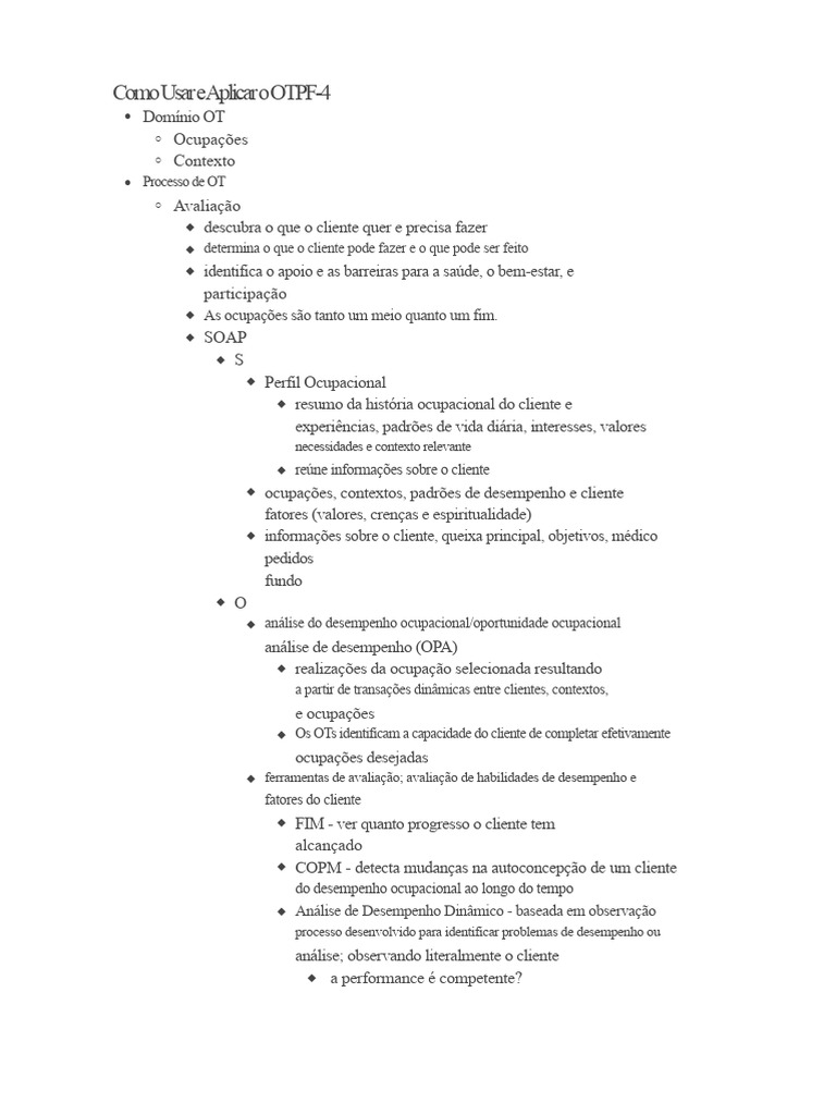 Guia Prático para Aplicação do OTPF-4 | PDF