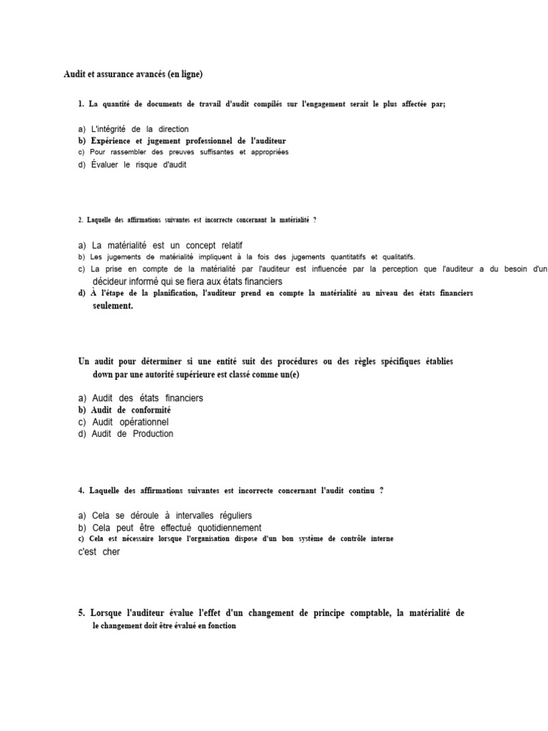 Audit et Assurance : Concepts Clés et Pratiques | PDF | Audit ...