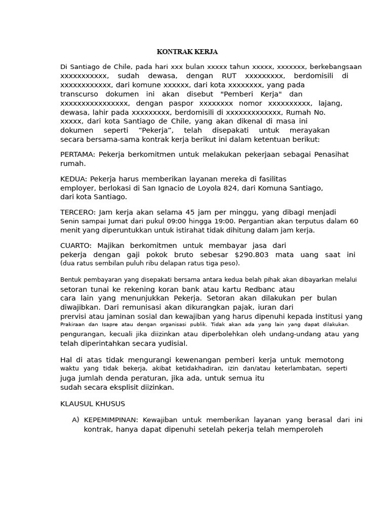 Kontrak Kerja Untuk Chili | PDF