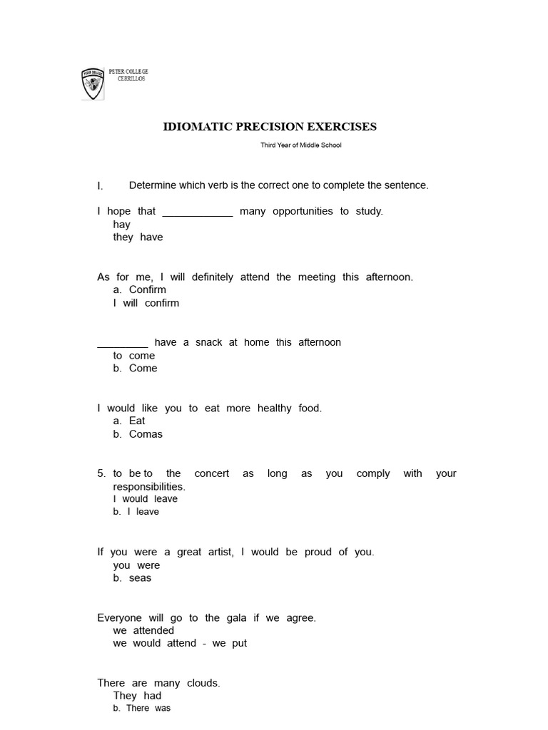 Idiomatic Correction Exercises | PDF