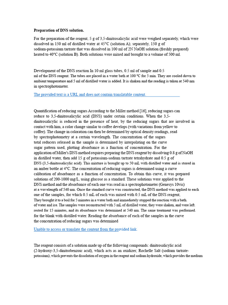 Preparation of DNS Solution | PDF | Spectrophotometry | Sodium Hydroxide
