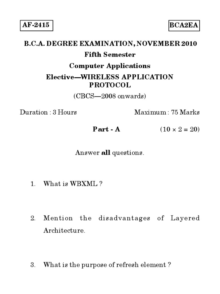 BCA Model Question 1 | PDF | Teaching Methods & Materials | Computers