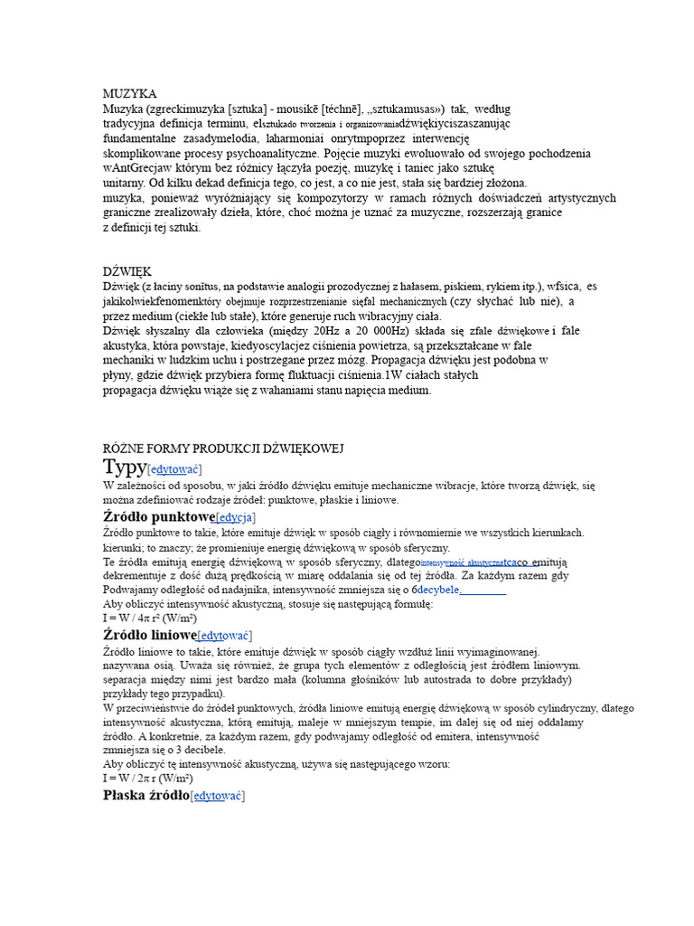 Muzyka, Dźwięk, Różne Formy Produkcji Dźwiękowej, Muzyka Wokalna | PDF