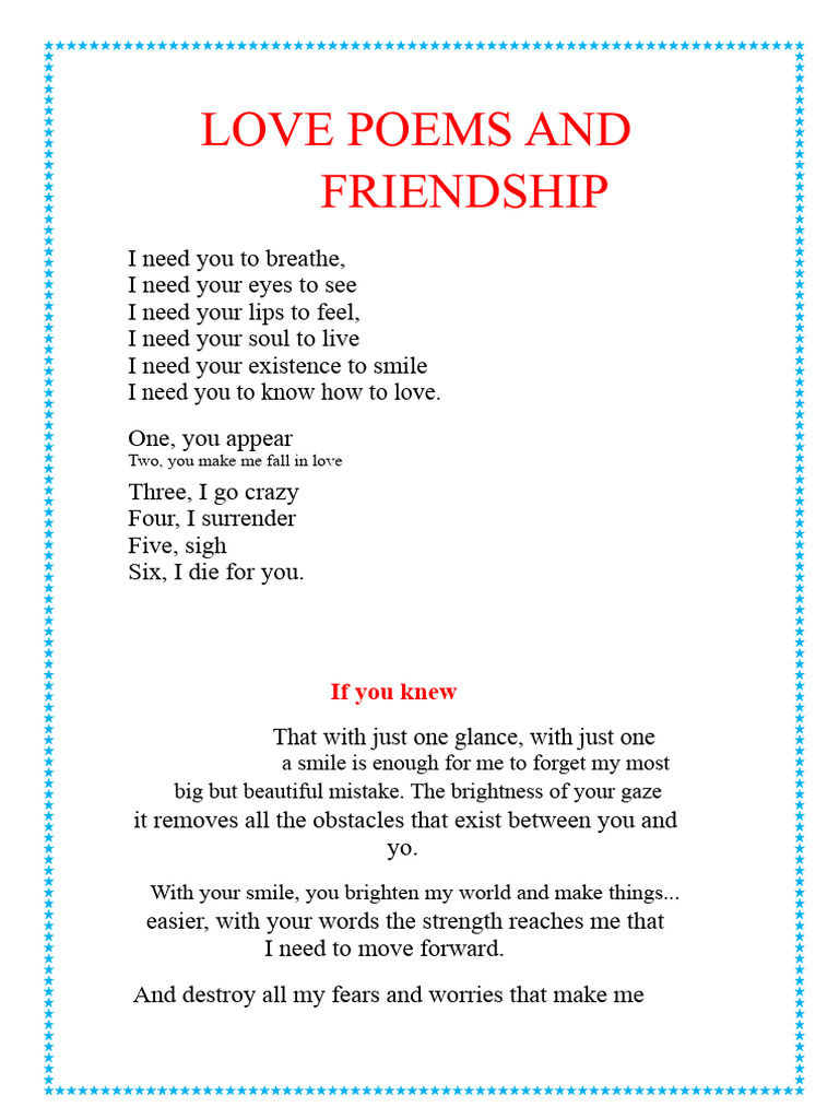 Love and Friendship Poems Paula | PDF