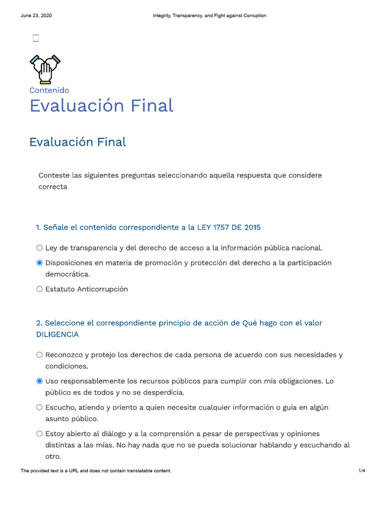 Integrity, Transparency, and Fight Against Corruption Ex Final | PDF
