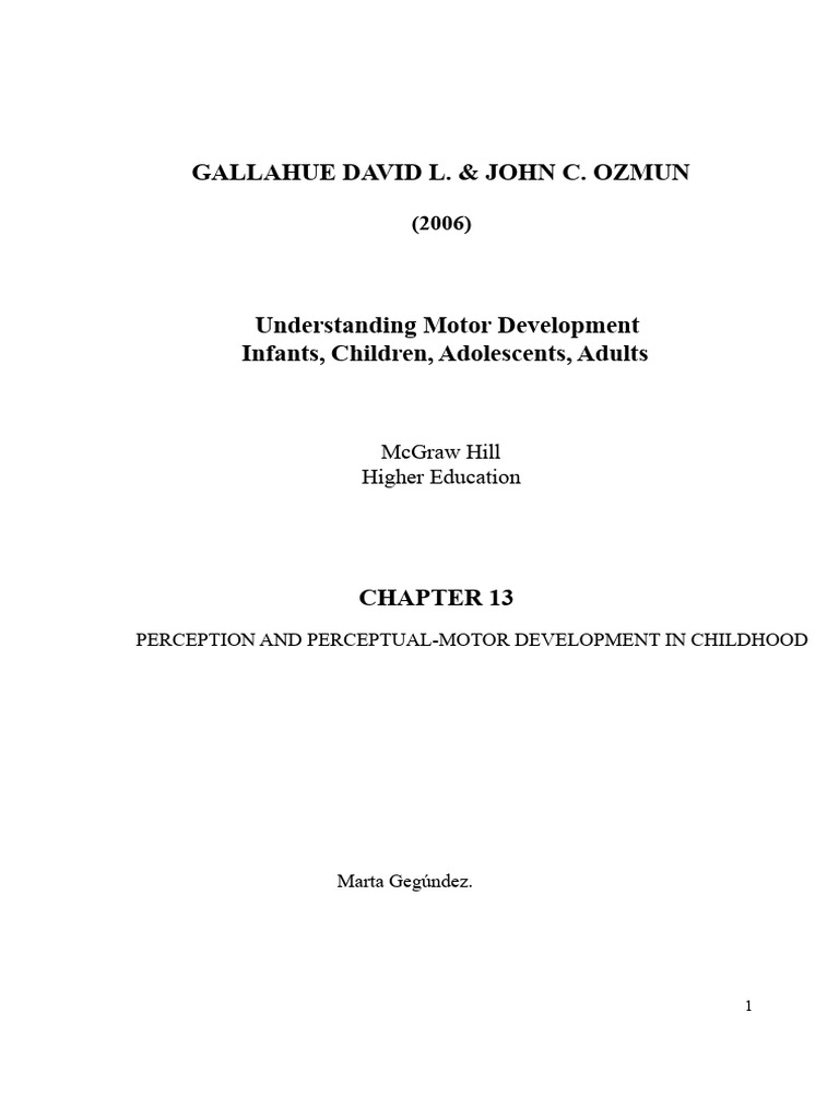 Perceptual-Motor Development in Childhood | PDF | Perception | Visual ...