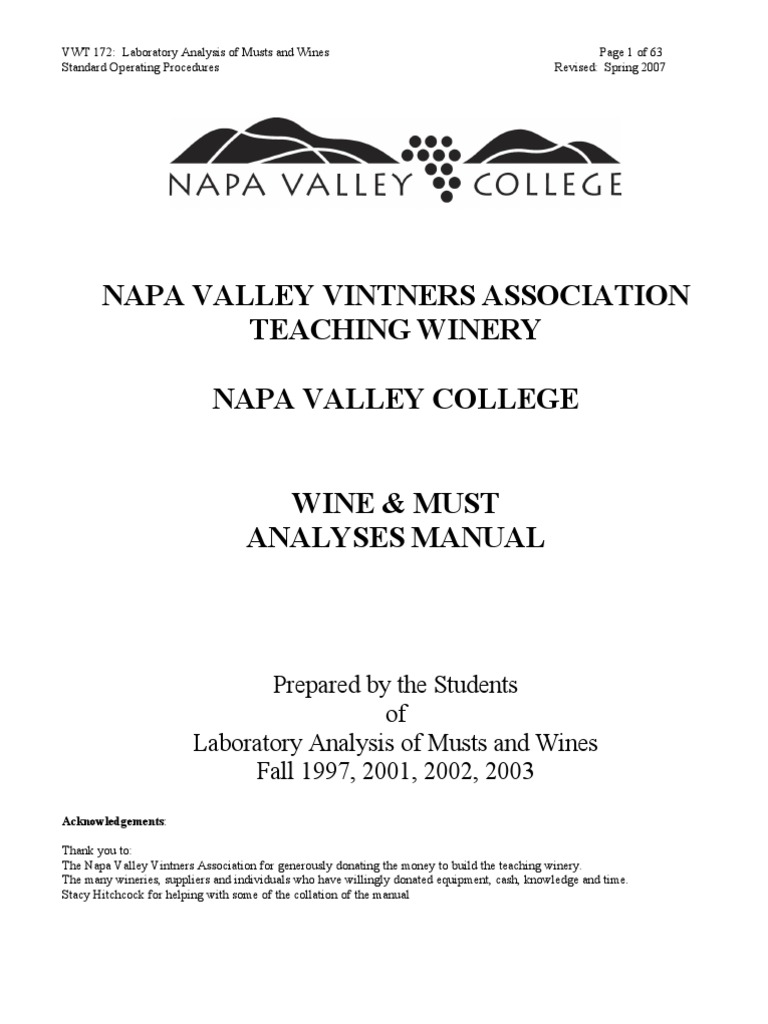 Wine and Must Laboratory Analysis Guide | PDF | Ph | Titration