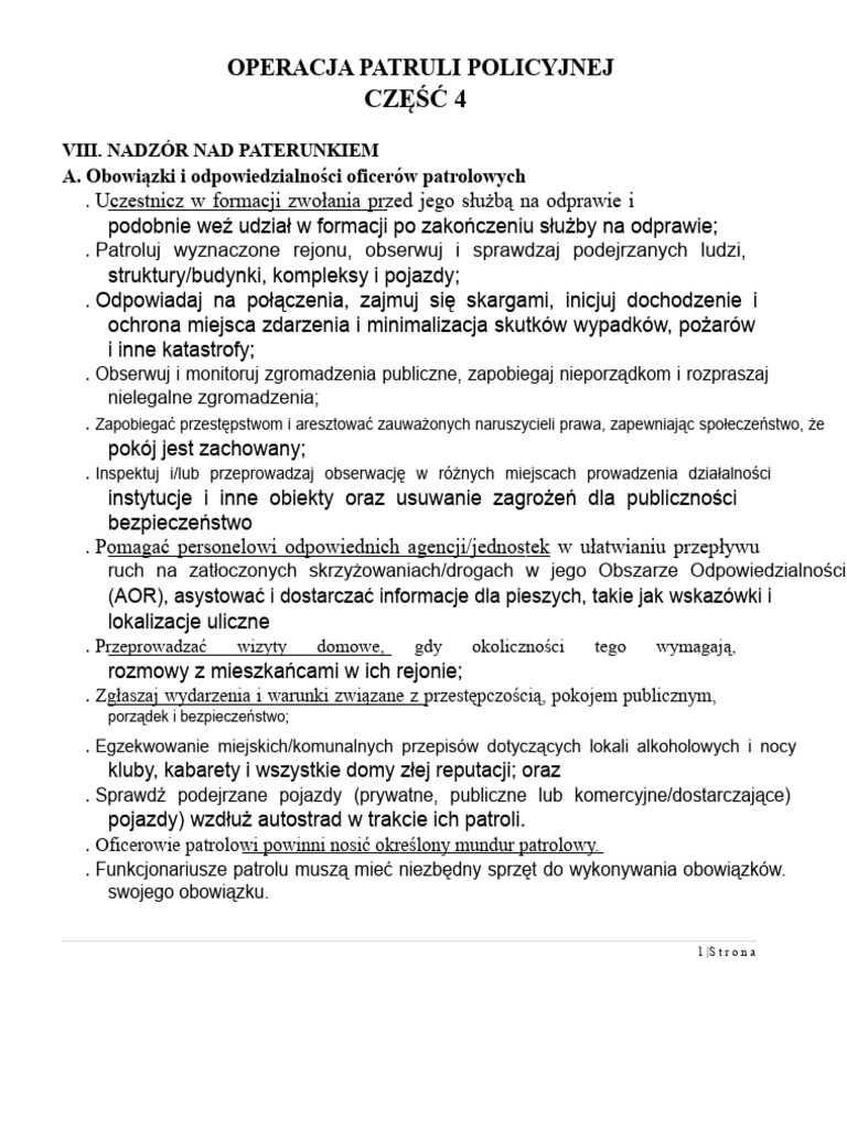 Operacja Patruli Policyjnej Par.4 | PDF