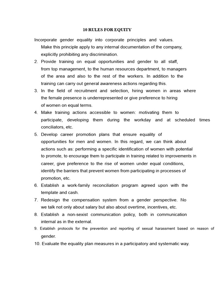 10 Rules For Equity | PDF