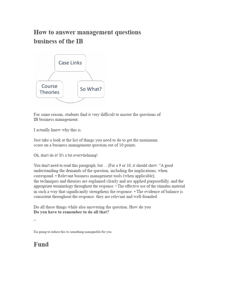 Mastering IB Business Management Answers | PDF | Theory | Cognition