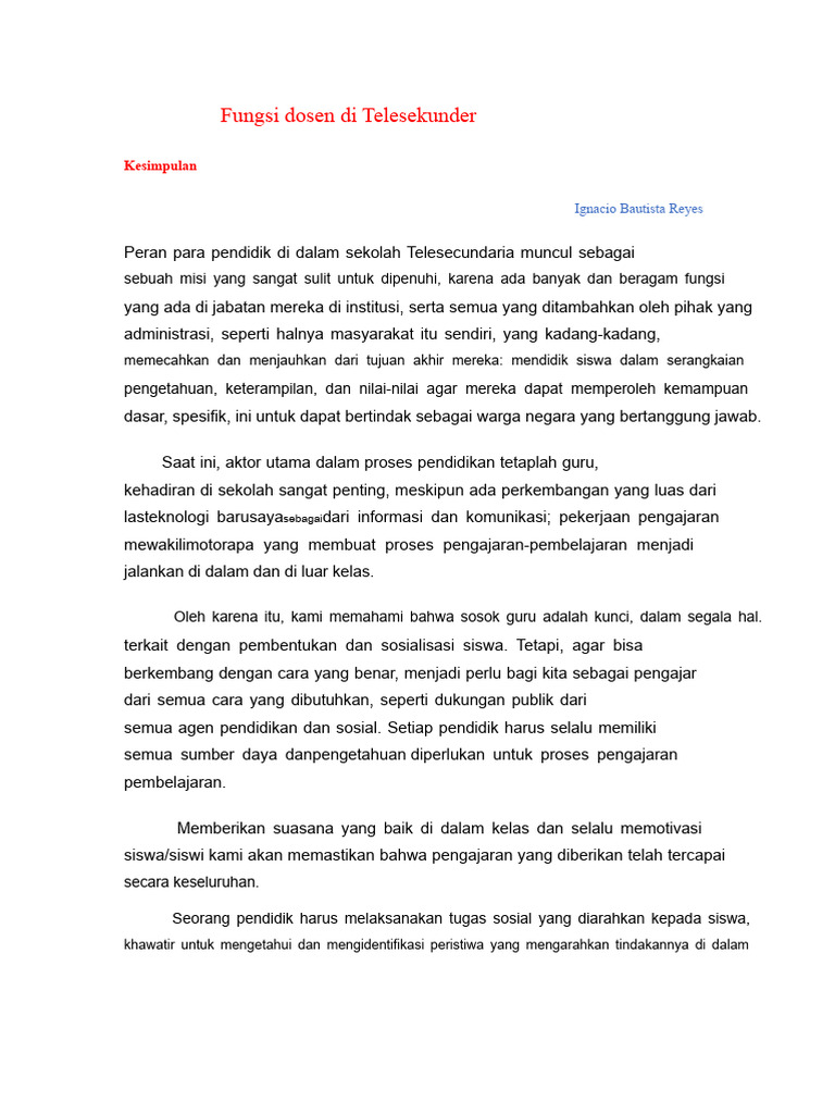 Peran Dosen dalam Pendidikan Telesekundaria | PDF