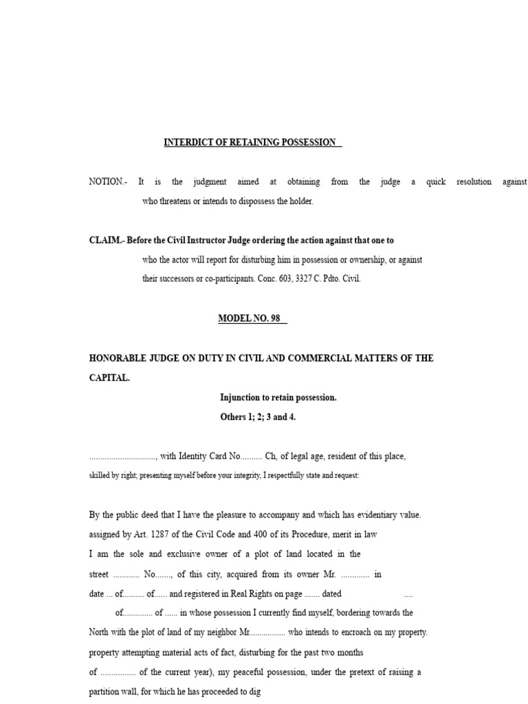 Interdict To Retain Possession | PDF | Lawsuit | Lawyer