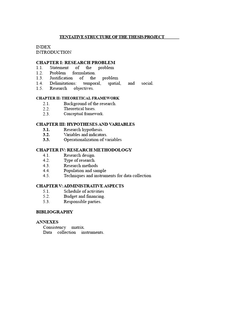 Tentative Structure of The Project and Final Thesis Report | PDF