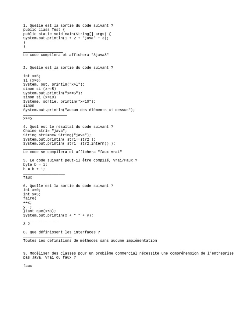 Examen de Mi-Session de Programmation Java | PDF | Java (Langage de ...