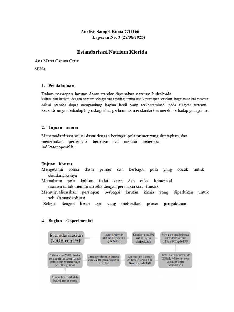 Standarisasi Natrium Klorida dalam Kimia | PDF