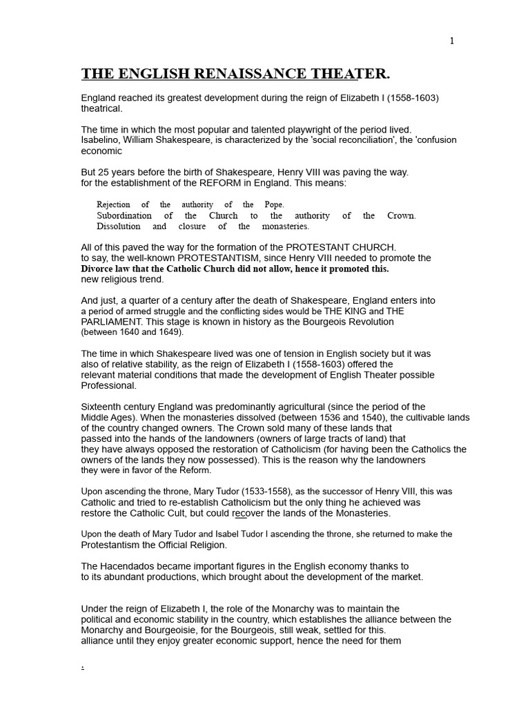 06 - The English Renaissance Theater | PDF | William Shakespeare
