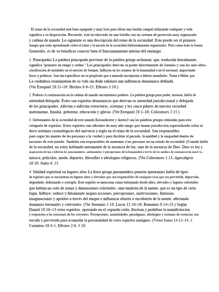 Principados, Potestades y Maldad Espiritual | PDF | Demonios | Satán