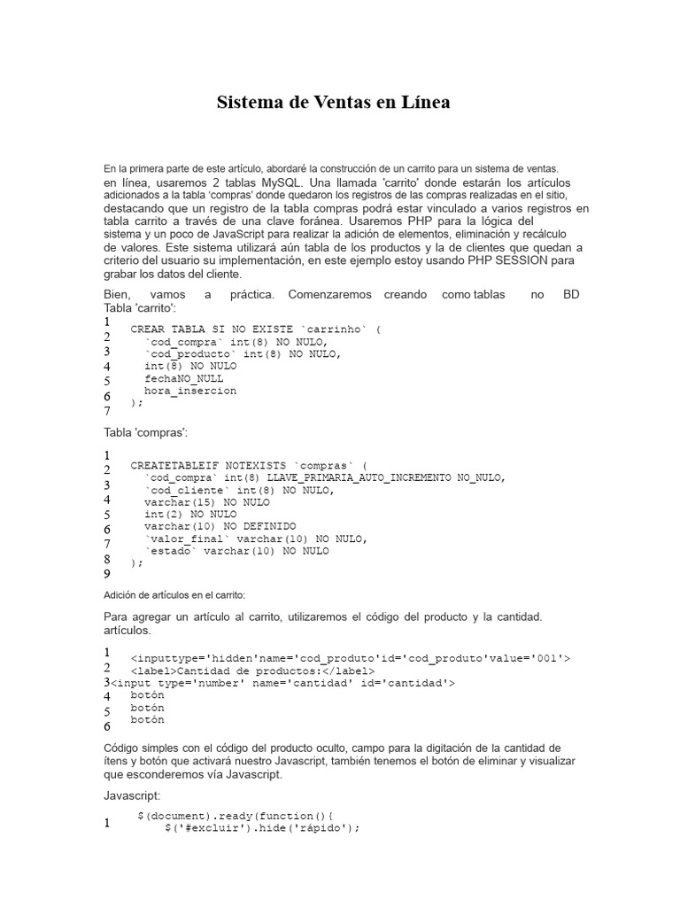 Cómo Crear Un Carrito de Compras en PHP | PDF | Php | Mi sql