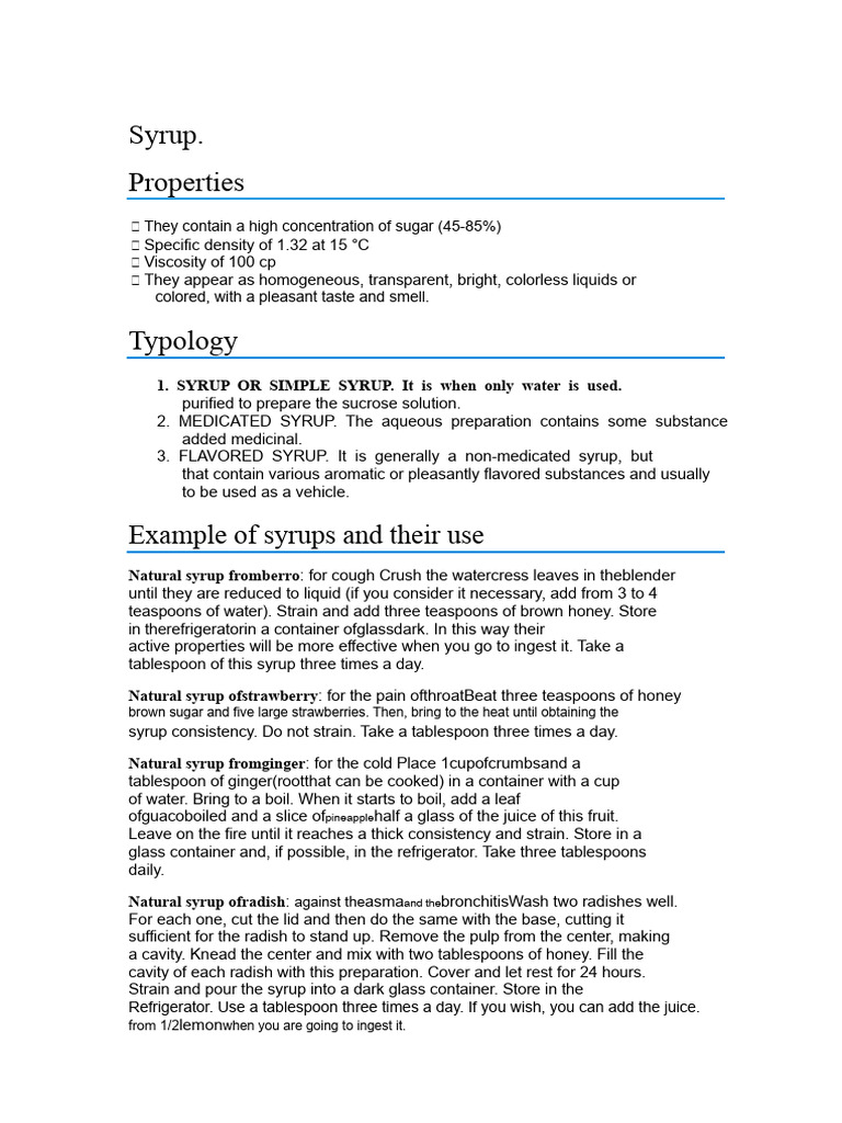 Types of Syrup | PDF