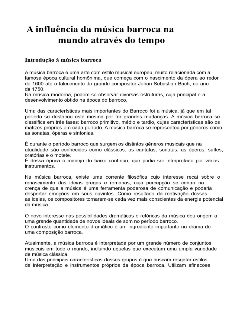 Música Barroca: Influências e Compositores | PDF | Música barroca ...